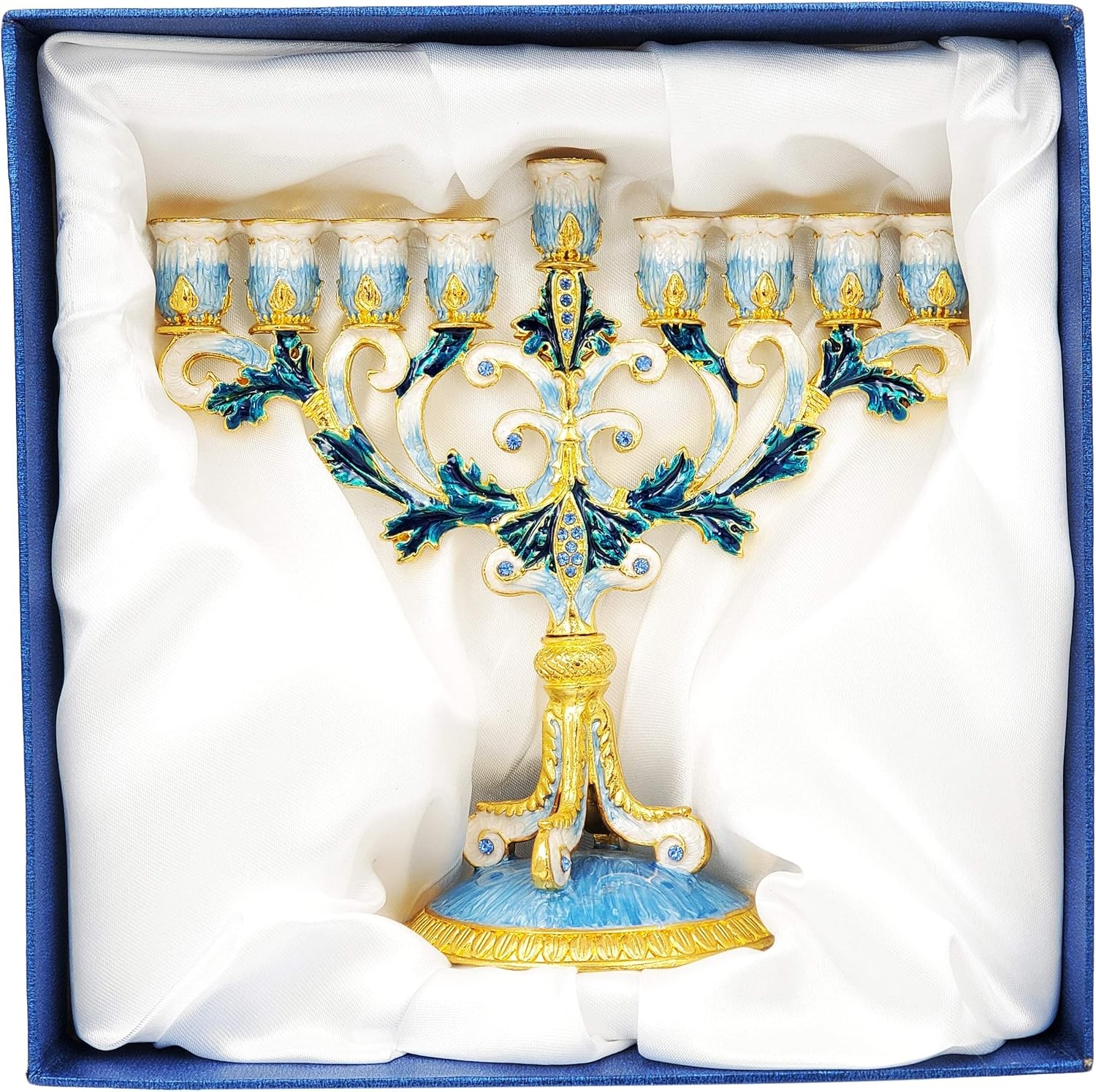 Hanukkah Menorah 9 Branch Menorahs for Chanukah Vintage Jewish Enamel ...