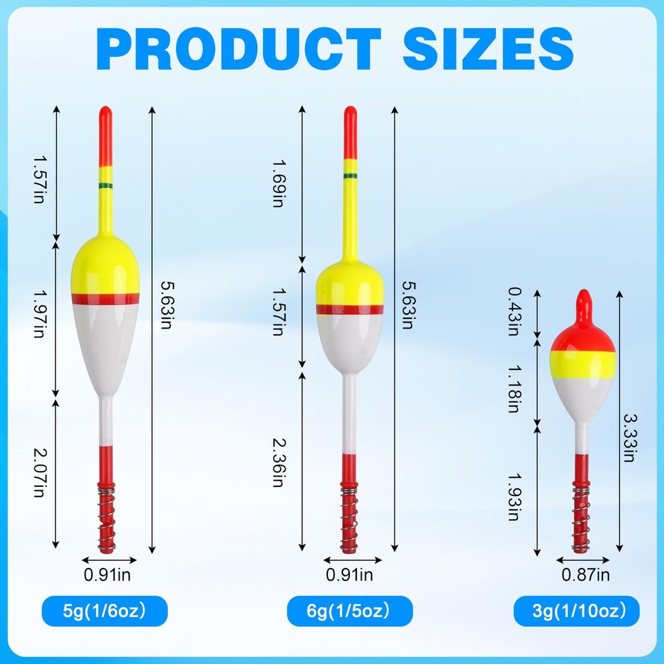 Wood Slip Bobbers Fishing Floats and Bobbers Spring Oval Stick Slip ...