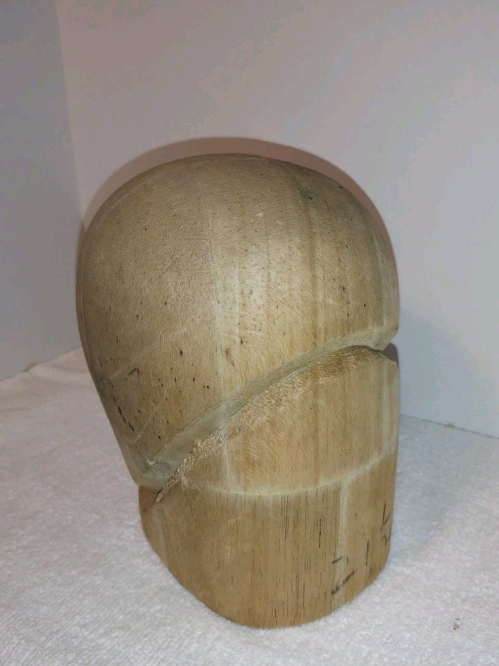 Vtg Antique Wooden Hat Makers Form Millinery Block and Head Mold Hatter ...
