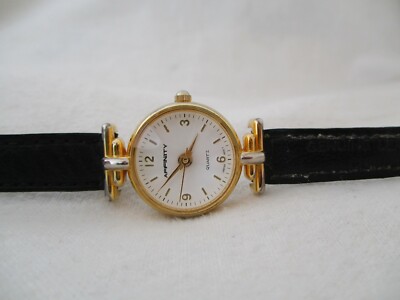 Affinity Watch Black Buckle Band Round White Face Gold Toned Prismed ...