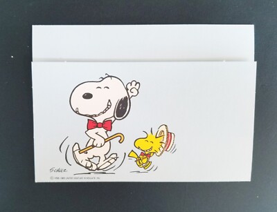 Vintage Hallmark Peanuts Tri-Fold Blank Dancing Snoopy Woodstock ...