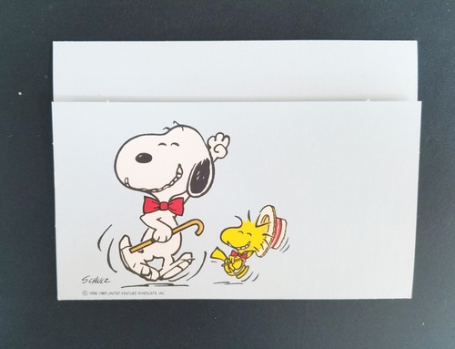 Vintage Hallmark Peanuts Tri-Fold Blank Dancing Snoopy Woodstock ...
