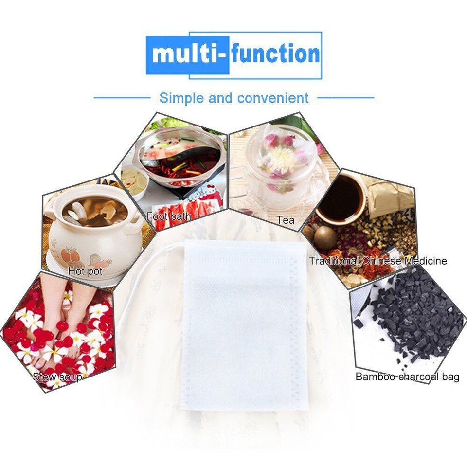 10-5000pcs Disposable Filter Drawstring Flip Empty Teabag Herb Loose ...