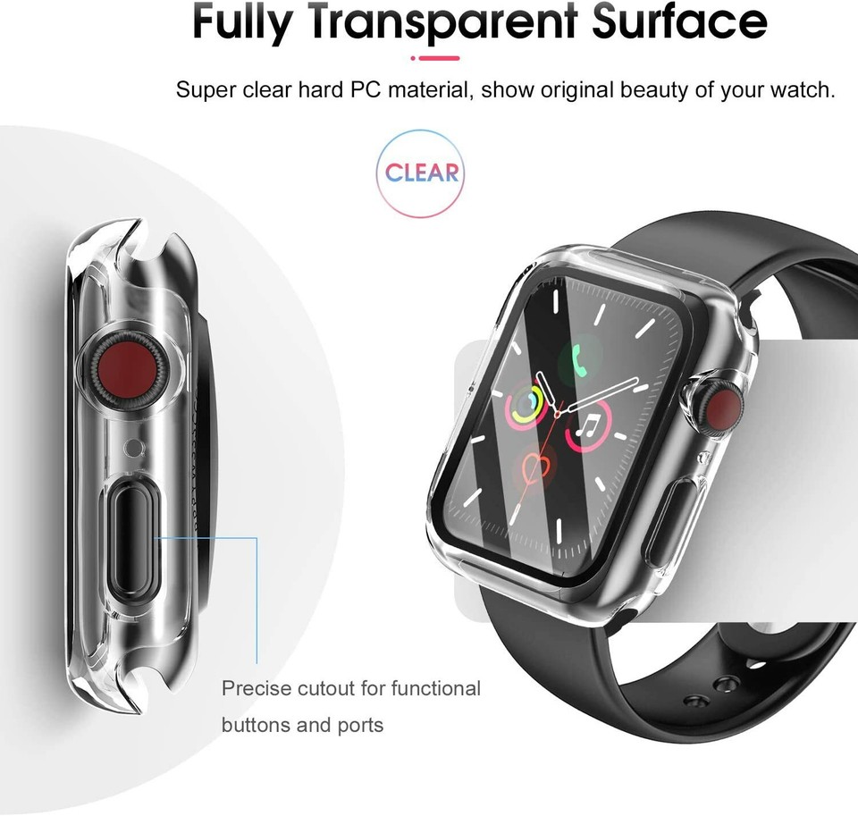 For Apple Watch Series 8 7 6 Screen Protector Clear Hard Case Cover 41 ...