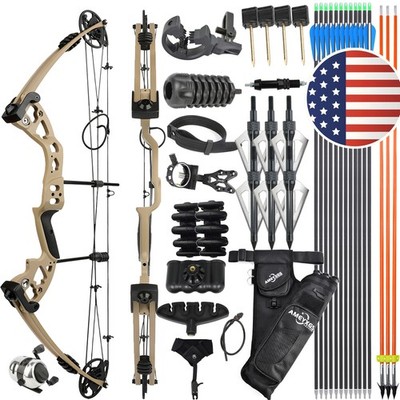 Compound Bow Fishing Set 30-55lbs Bowfishing Reel Archery Shooting ...
