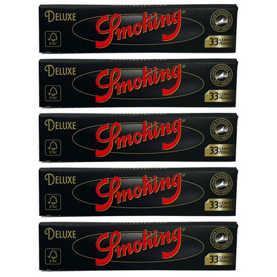 5 Packs Smoking Brand Deluxe Ultra Thin Cigarette Rolling Paper - King ...