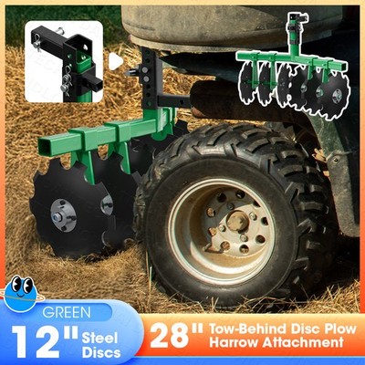 28" Cut Width ATV/UTV Disc Plow Harrow With 2" Receiver Hitch Heavy ...