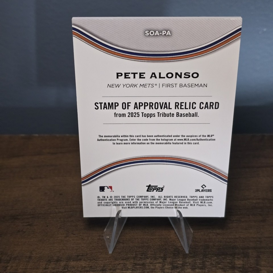 2025 Topps Tribute Pete Alonso Stamp of Approval Relic ONE OF ONE 1/1 ...
