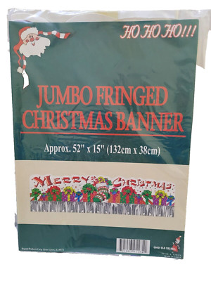HO HO HO Jumbo Fringed Merry Christmas Banner with Gifts | eBay