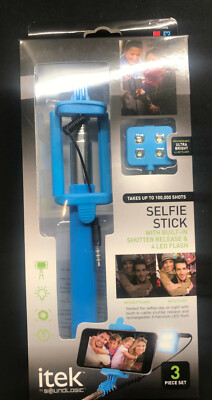 Itek by Soundlogic Selfie-Stick with built in shutter release & 4 led ...