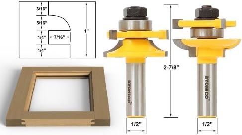 YONICO Cabinet Door Rail and Stile Router Bits Set 2 Bit Round Over 1/2 ...