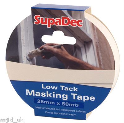SupaDec DIY Painters Multi-Surface Low Tack Masking Tape Roll - 25mm x ...