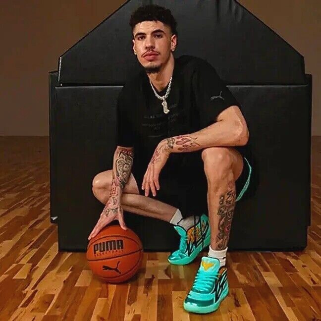 NEW PUMA MELO MB.02 ELEKTRO AQUA HONEYCOMB CHARLOTTE HORNETS BASKETBALL ...