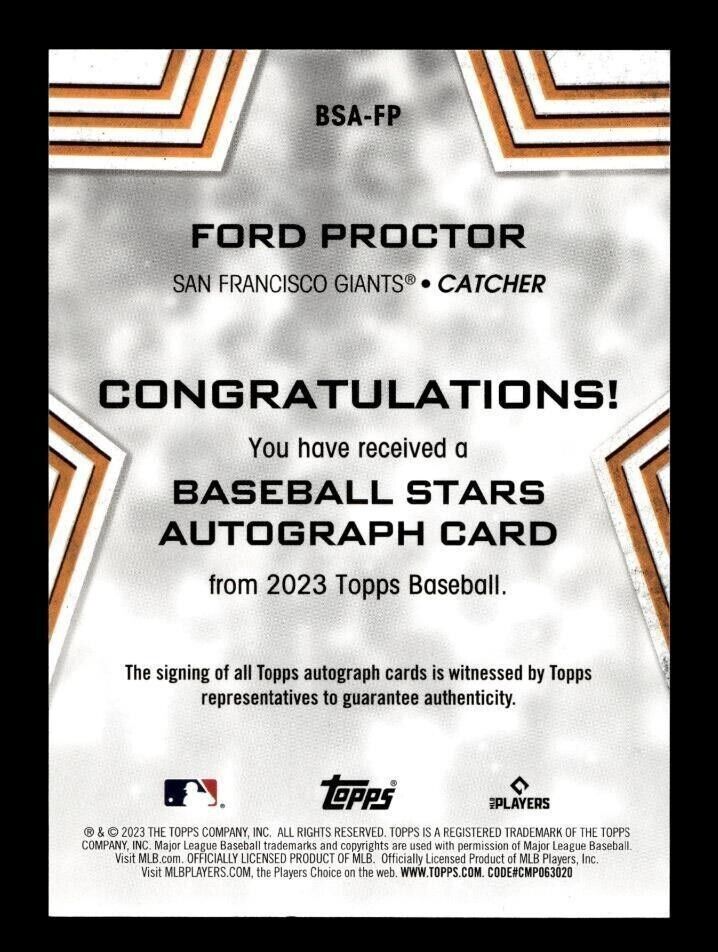 2023 Topps Baseball Stars Autographs #BSAFP Ford Proctor S2 San ...
