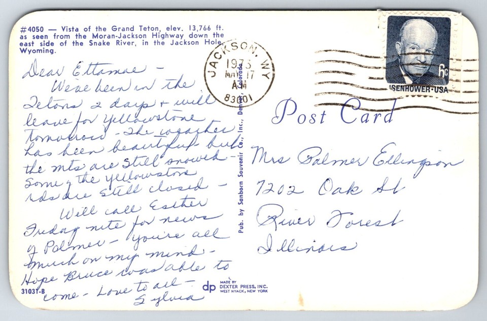 Vintage Postcard POSTED Vista of the Grand Teton Jackson Hole Wyoming ...
