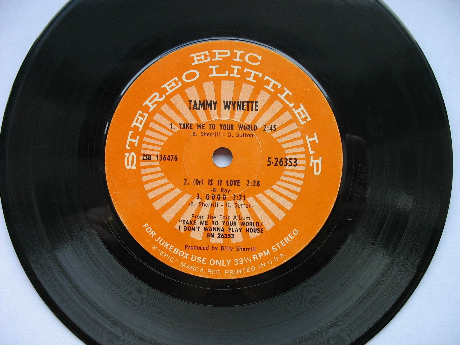 TAMMY WYNETTE-6 TRACK MINI LP. JUKEBOX ONLY. 1968 US COUNTRY 7" VINYL ...