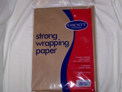 Strong Brown Wrapping Paper x 2 Sheets 750 x1000mm x 2 Adhesive Address ...