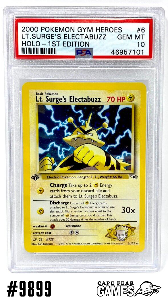NM-Mint Lt. Surge's Electabuzz - 6/132 Holo Rare 1st Edition - PSA 10 ...