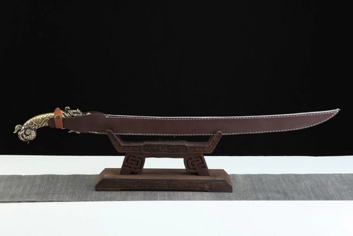 Nice Brass Dragon Head Handle Saber Sword Hunting Knife Stainless Steel ...