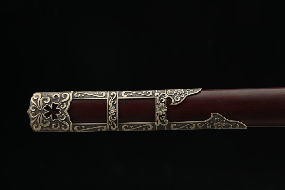 Brass / Rosewood Sheath Chinese Tang Sword Folded Steel Robust Sharp ...