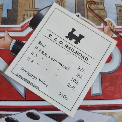 Monopoly Deluxe Edition Replacement B And & O B Railroad Card b | eBay