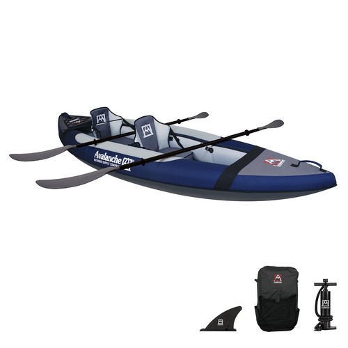 Avalanche 2-Person Voyager Inflatable Blue Kayak With Paddle, Seat ...