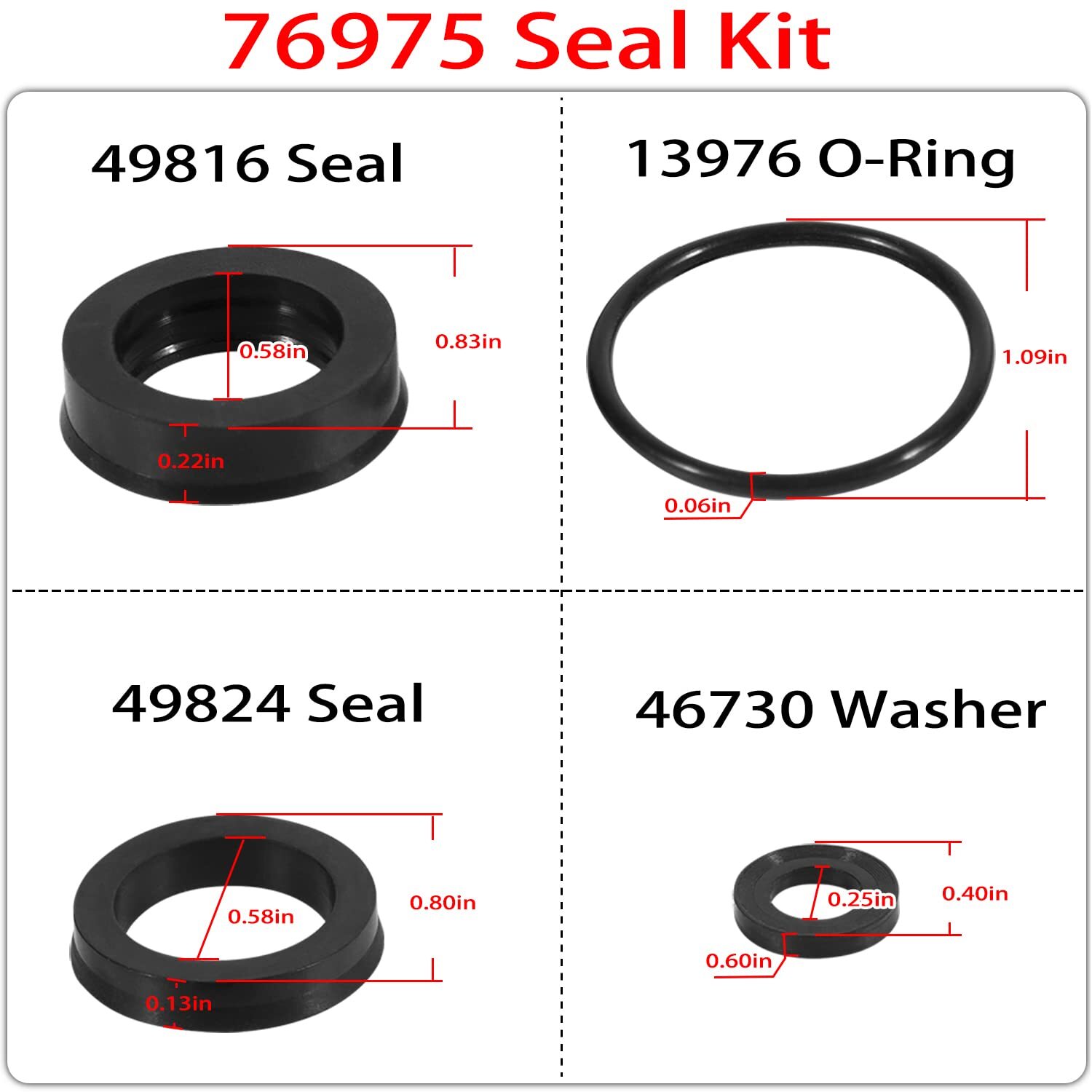 76975 Seal Kit Cat Pump Seal Kit for 4DNX Pumps Model 4DNX25GSI ...