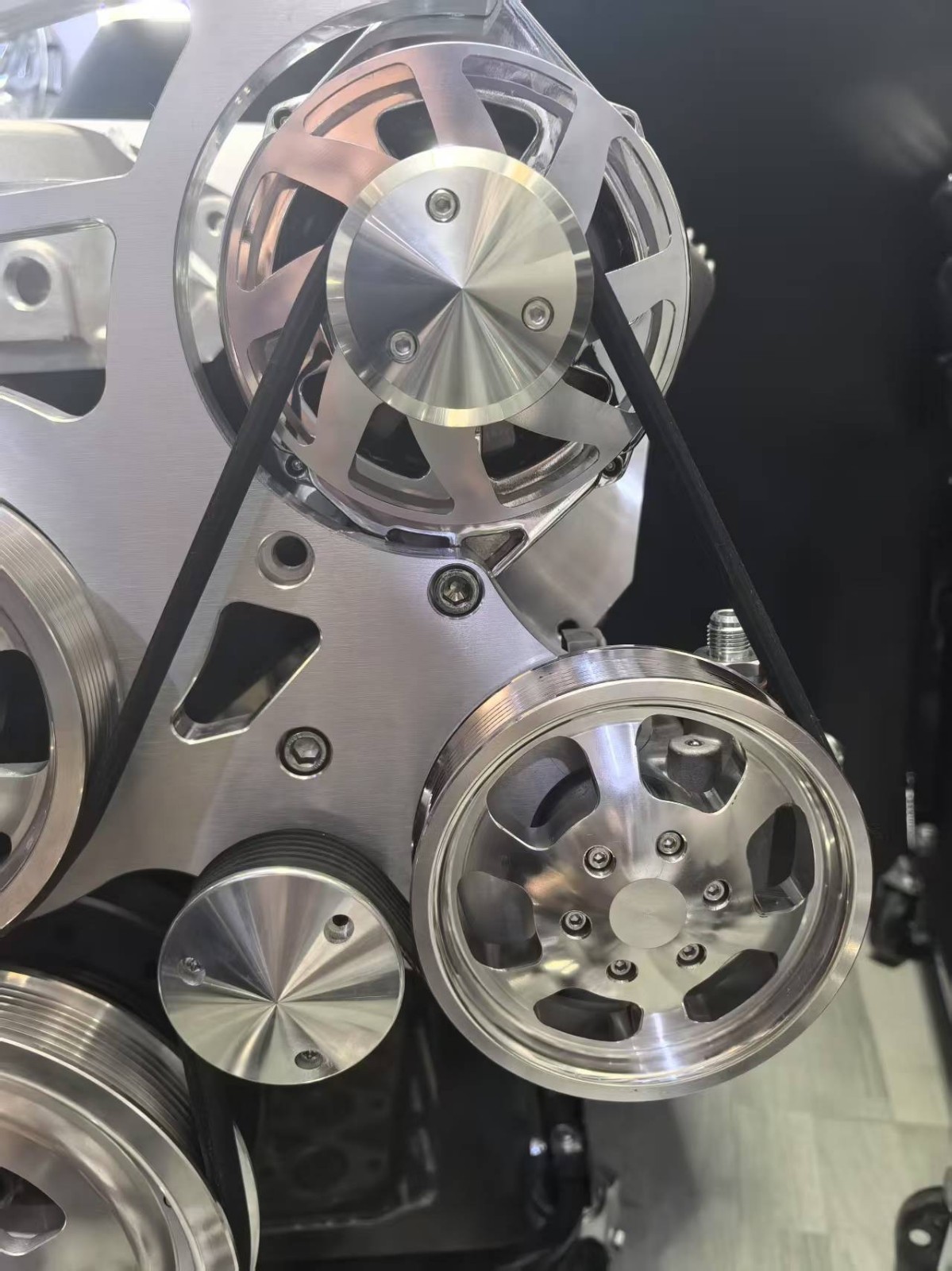 Big Block Chevy Polished Complete Serpentine Engine Pulley & Bracket ...