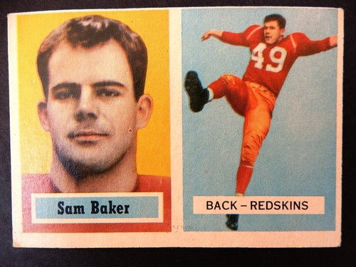 1957 TOPPS FOOTBALL - WASHINGTON REDSKINS - SAM BAKER #72 - NR MINT ...