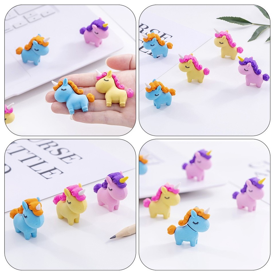 40 Pcs Cartoon Pencil Erasers Convenient Mini Erasers Adorable Unicorn ...