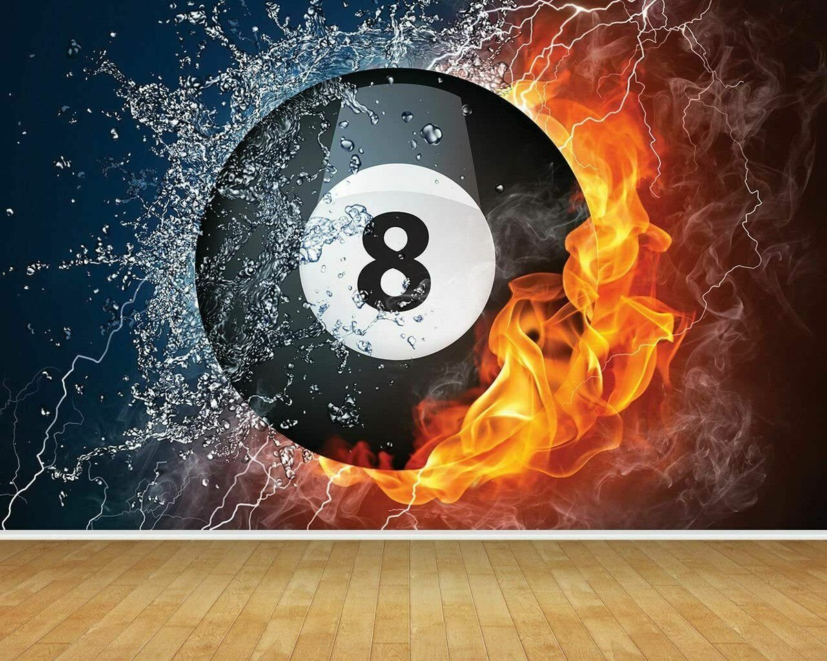 8 Ball Pool Wallpaper Cue And Billiard Ball With Number 8 In Fire