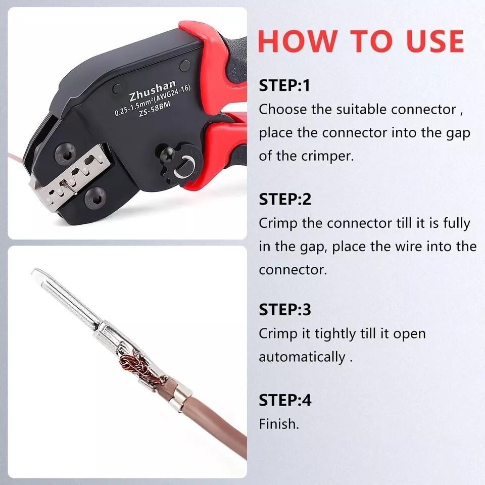 Open Barrel Terminal Wire Crimping Tool with 590PCS JST-SM Connectors ...
