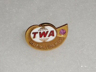 Vintage TWA Trans World Airlines Half Million Miles Service pin marked ...