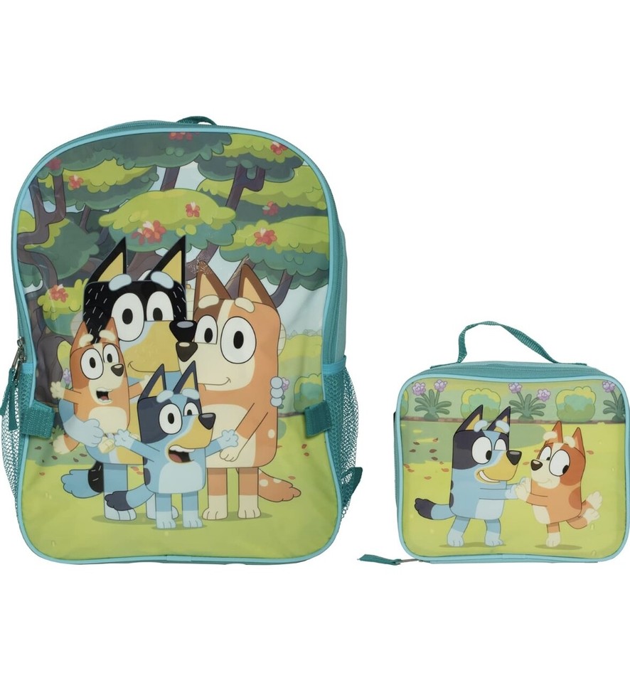 16" Bluey 2 Piece Set Backpack School bag With Lunch Box Pre-school ...