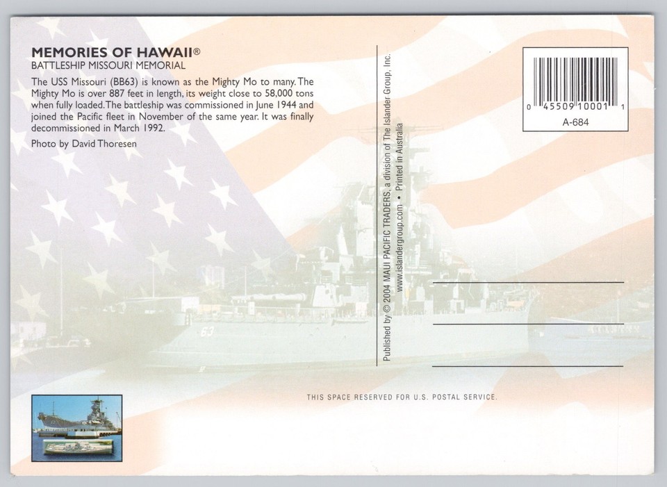 Mighty Mo, Battleship Missouri Memorial, Pearl Harbor Hawaii 4x6 ...