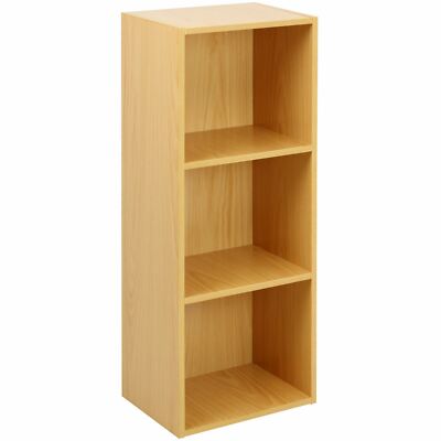3 TIER BEECH EFFECT WOODEN BOOKCASE HOME LIVING ROOM STORAGE SHELF FLAT PACK | eBay UK