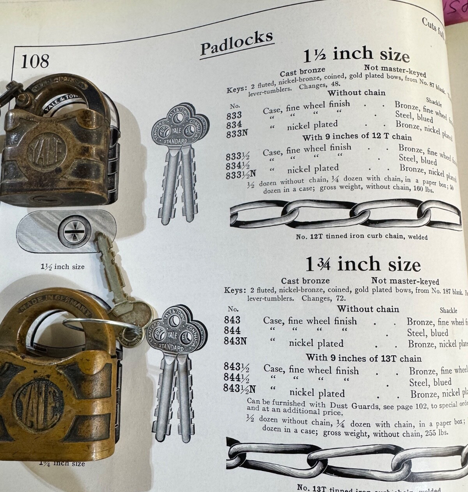 YALE & TOWNE LOCK STANDARD-LEVER KEYS/ yale keys/ antique yale keys ...