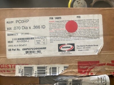 Harris Products Group Brazing Rings .070 Dia x .366 ID Alloy: PC0HP | eBay