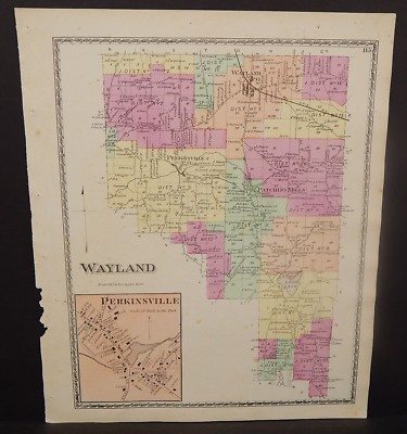 New York Steuben County Map Wayland Township 1873 Y16#51 | eBay