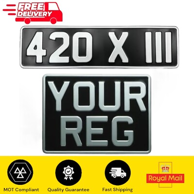 Metal Classic Car Number Plates 420x111 & 9x7 Aluminum Pressed 6 Digit ...