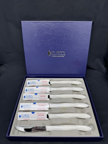 CUTCO 1759 SET OF 6 SERRATED TABLE STEAK KNIVES -PEARL WHITE w/ CASE | eBay