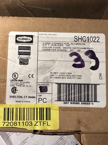 Hubbell SCH1022 1/2” Cord Connectors. Aluminum NPT | eBay