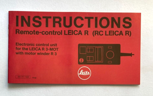 Leitz / Leica Remote-control Leica R (RCLeica R) Instructions. #3861 ...