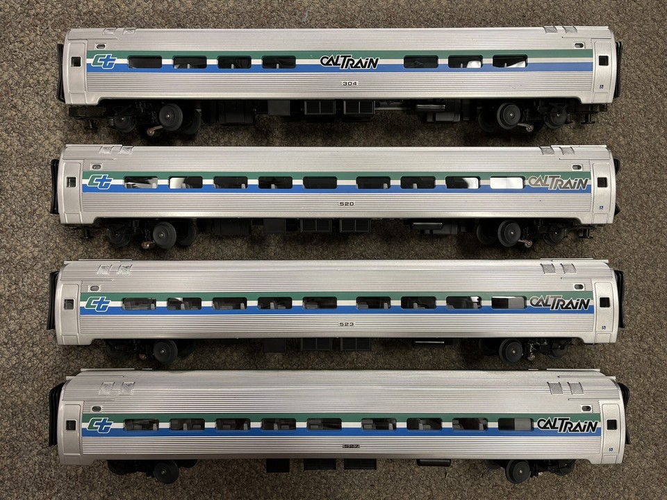 + MTH O Scale Premier Cal Train Amfleet 4 Car Passenger Set 20-6521 ...
