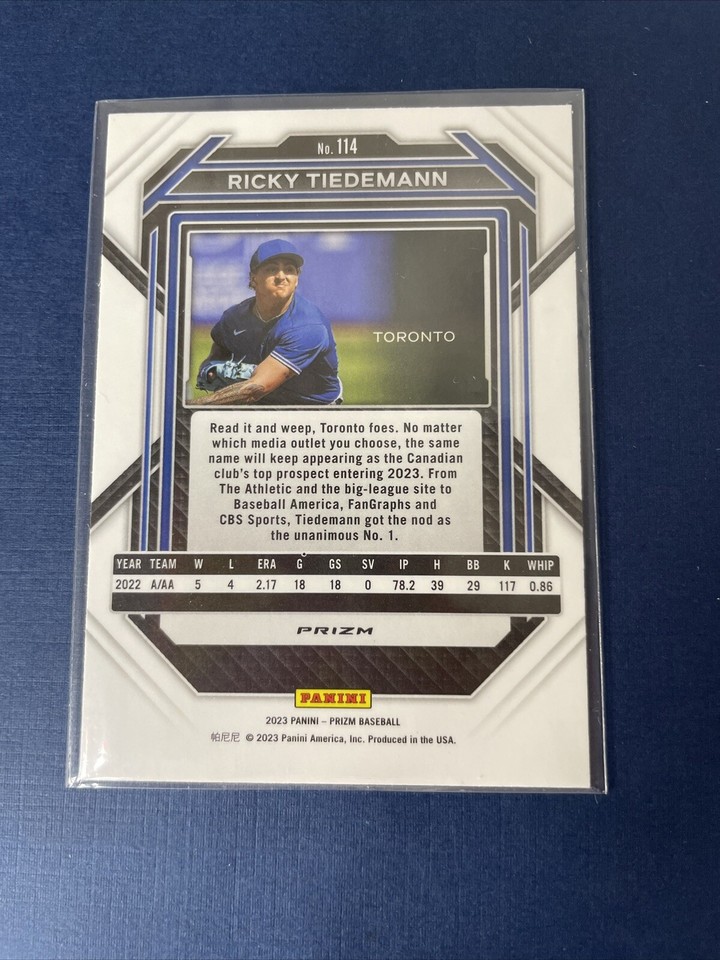 2023 Panini Prizm Baseball Ricky Tiedemann Purple Ice Hotbox #114 Blue ...