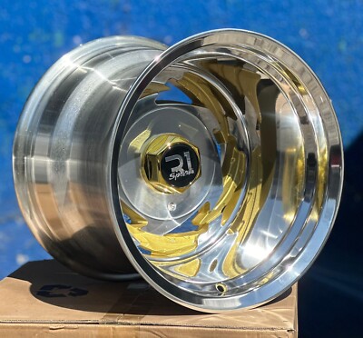 15x12 R1 Sport Alloy Tribal Gold & Silver Machine Finish w/ Center Caps ...