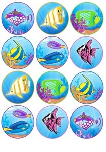 24 Fish Sealife Sea Animals Fairy Cake Toppers Edible Party Decorations ...