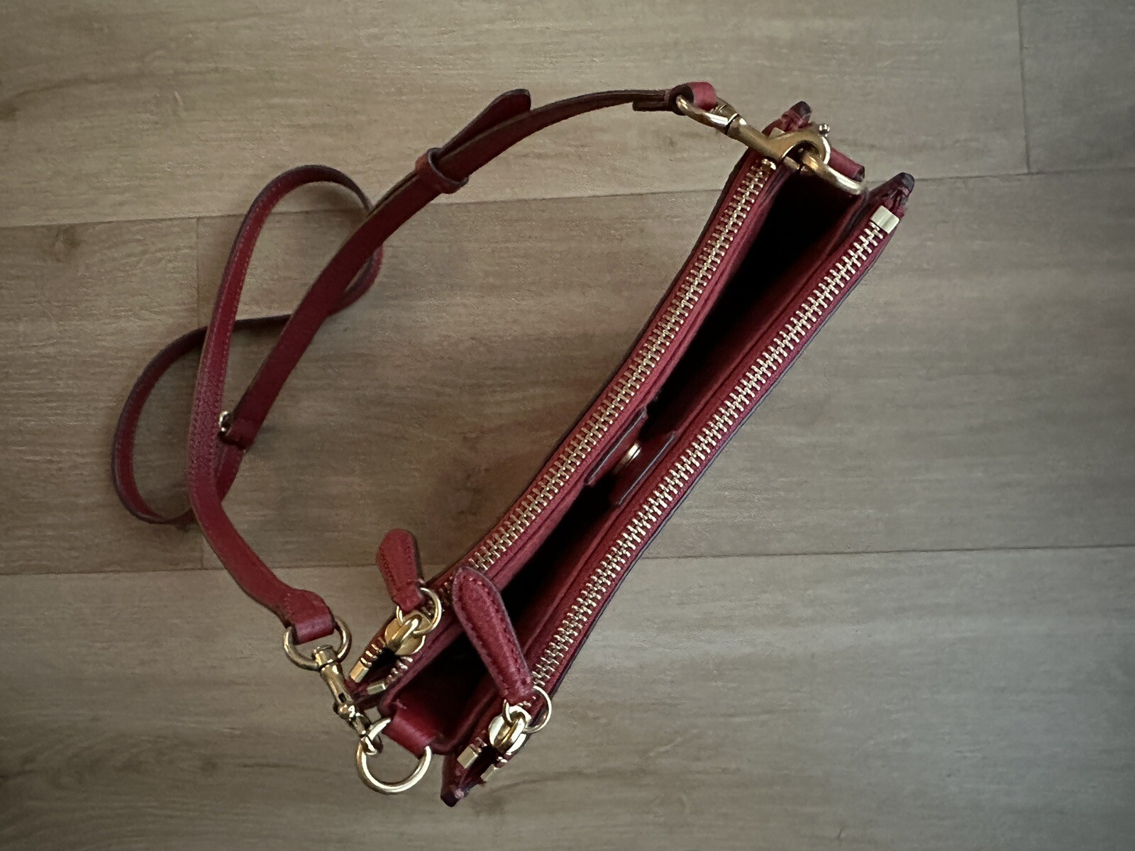 Coach Slim Turnlock Crossbody pebble leather Brass Hardware Brick Red ...