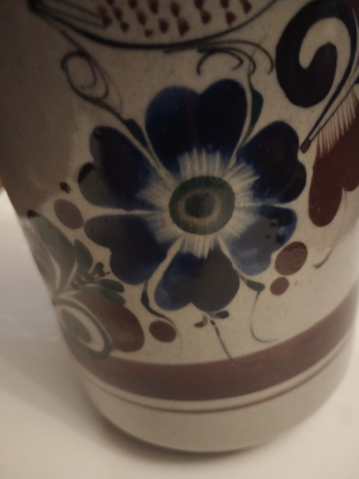 Vintage Signed 10" Tonal Mexico Folk Art Pottery Vase Hand Painted Bird ...