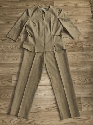 Perceptions Beige Pinstripes Pant Suit 8 | eBay
